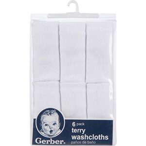 Gerber Washcloth, White, 6-Count