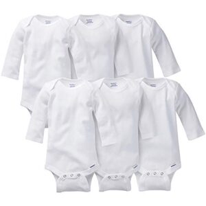 gerber unisex baby multi-pack long-sleeve onesies bodysuit mitten cuff sizes 6-pack white 18 months