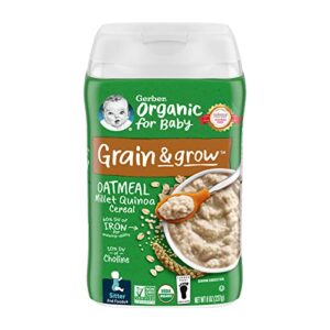 gerber baby cereal organic oatmeal millet quinoa, 8 oz