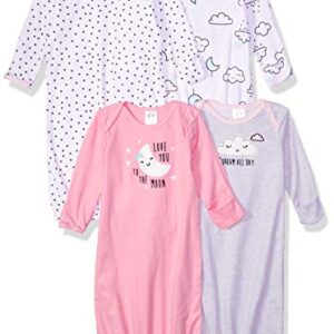 Gerber Unisex Baby Boy and Girls 4-Pack Sleeper Gown Clouds 0-6 Months