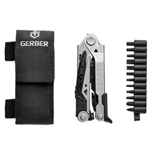 gerber gear 30-001194n center-drive multitool with bit set, and sheath, silver/black,standard bit set