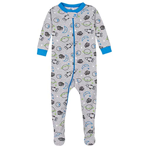 Gerber Baby Boys' 2-Pack Footed Pajamas, Space Blue, 12 Months