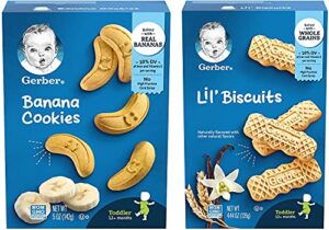 gerber graduates banana cookies & vanilla wheat lil biscuits combo pack