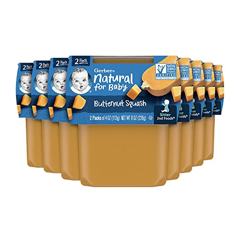 Gerber 2nd Food Baby Food Butternut Squash Puree, Natural & Non-GMO, 4 Ounce Tubs, 2-Pack (Pack of 8)