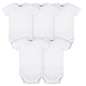 gerber baby 5 pack onesies multi-packs bundle interlock 180 gsm, white, 3-6 months