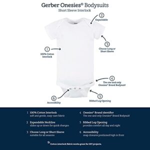 Gerber Baby 5 Pack Onesies Multi-Packs Bundle Interlock 180 GSM, White, 3-6 Months