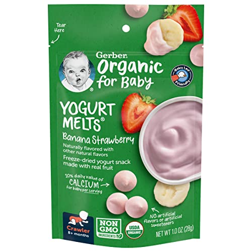 Gerber Baby Snacks Organic Yogurt Melts, Banana & Strawberry, 1 Ounce