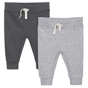 grow by gerber baby girls boys 2-pack pants, grey, 12 months