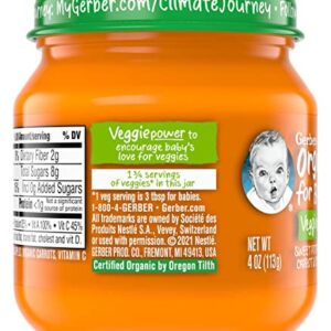 Gerber Organic for Baby 2nd Foods Veggie Power Baby Food Jar, Sweet Potato Apple Carrot & Cinnamon, Non-GMO & USDA Organic Pureed Baby Food, 4 OZ Glass Jar (Pack of 6)