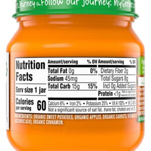 Gerber Organic for Baby 2nd Foods Veggie Power Baby Food Jar, Sweet Potato Apple Carrot & Cinnamon, Non-GMO & USDA Organic Pureed Baby Food, 4 OZ Glass Jar (Pack of 6)