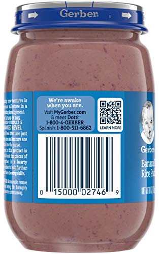 Gerber Purees 3rd Foods Banana, Blueberry & Rice, 6 Oz (Pack of 12)