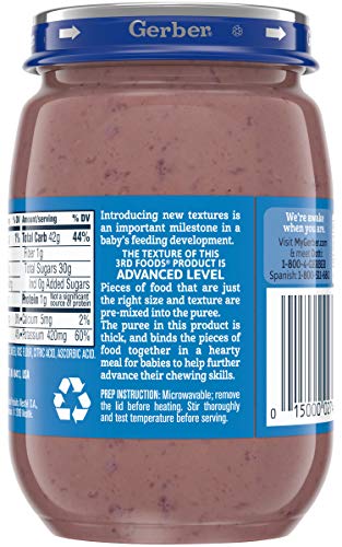 Gerber Purees 3rd Foods Banana, Blueberry & Rice, 6 Oz (Pack of 12)