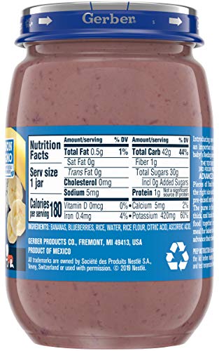 Gerber Purees 3rd Foods Banana, Blueberry & Rice, 6 Oz (Pack of 12)