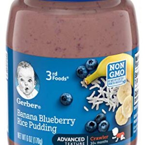 Gerber Purees 3rd Foods Banana, Blueberry & Rice, 6 Oz (Pack of 12)