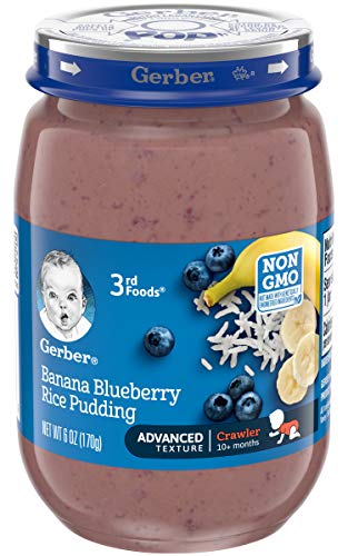 Gerber Purees 3rd Foods Banana, Blueberry & Rice, 6 Oz (Pack of 12)