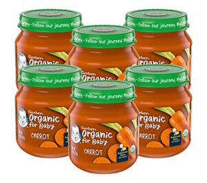 gerber organic for baby 1st foods baby food jar, carrot, usda organic & non-gmo pureed baby food for supported sitters, 4-ounce glass jars (pack of 6)