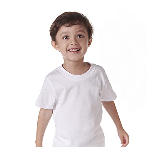 Gerber Baby Toddler 5-Pack Solid Short Sleeve T-Shirts Jersey 160 GSM, White, 4T