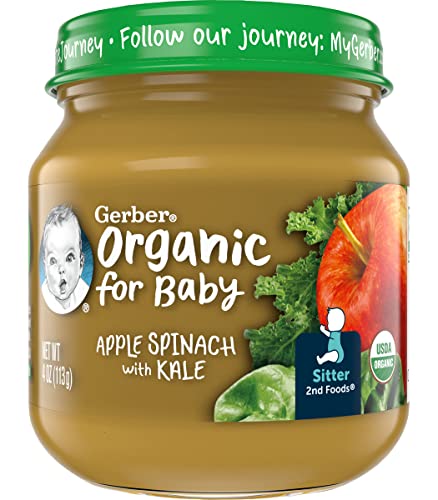 Gerber 2nd Foods, Organic Apple Spinach with Kale, 4oz (Pack - 6)