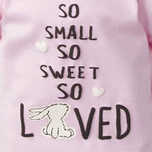 Gerber baby girls 4-piece Sleep 'N Play, Onesies, Pant and Cap Layette Set, Bunny Love, 0-3 Months US