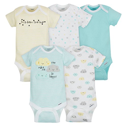 Gerber Baby 5 Pack Onesies, Clouds, 3-6