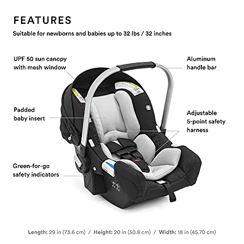 Stokke PIPA by Nuna Car Seat, Black - Ergonomic Design - Effortless Installation - Adjustable Safety Harness & Side Impact Protection - for Babies Up to 32 lbs./32 in. - Base Included