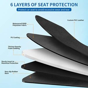 Car Seat Protector, 2 Pack Large Car Seat Protectors for Child Baby Car Seat with Organizer Pockets, Thick Padding Waterproof Car Seat Protector, Auto Vehicle Leather Seats Dog Mat Cover Pads, Black