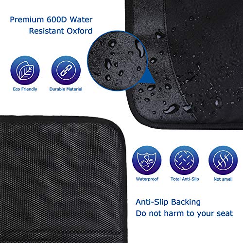 Car Seat Protector, 2 Pack Large Car Seat Protectors for Child Baby Car Seat with Organizer Pockets, Thick Padding Waterproof Car Seat Protector, Auto Vehicle Leather Seats Dog Mat Cover Pads, Black