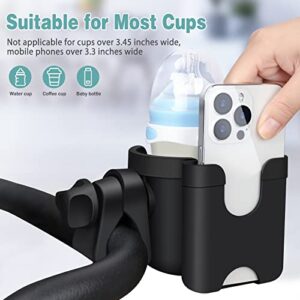 Guiseapue Stroller Cup Holder with Phone Holder, Universal Bottle Holder for Wheelchair, Walker, Bike, Scooter, Stroller Accessories for Uppababy, Nuna, Bugaboo, Doona, Gifts for Women, Mom, Men