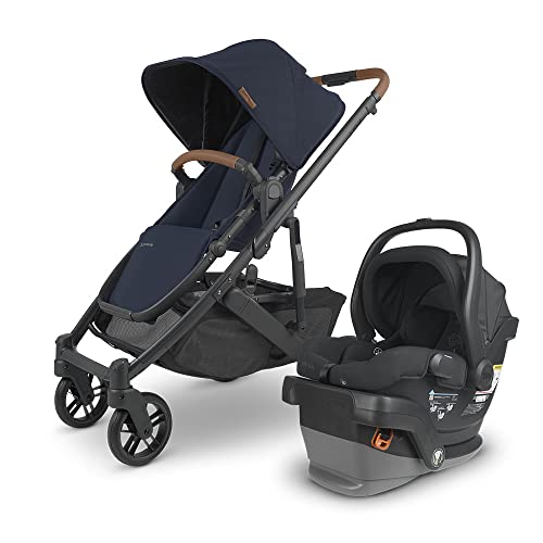 Cruz V2 Stroller - NOA (Navy/Carbon/Saddle Leather) + MESA V2 Infant Car Seat - Jake (Charcoal)