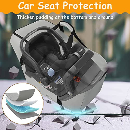 Car Seat Travel Bag Fits Chicco KeyFit 30, UPPAbaby MESA, Nuna Pipa Lite, Padded Infant Gate Check Bag for Air Travel, Durable Carrier Bag with side pocket and Protective Feet, Extra Storage Bag