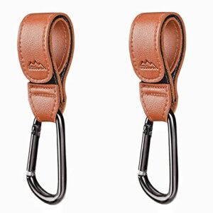 yueqian stroller hooks bag hooks for hanging diaper bags multipurpose hooks for grocery shopping ​bags premium vegan leather pram straps baby stroller hooks 2pcs (brown)