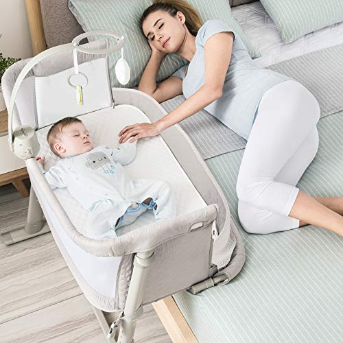 RONBEI Baby Bassinet, Bedside Sleeper Baby Bed Cribs,Baby Bed to Bed, Newborn Baby Crib,Adjustable Portable Bed for Infant/Baby Boy/Baby Girl (Bassinet)