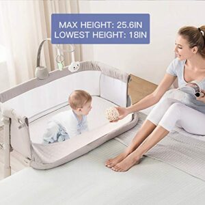 RONBEI Baby Bassinet, Bedside Sleeper Baby Bed Cribs,Baby Bed to Bed, Newborn Baby Crib,Adjustable Portable Bed for Infant/Baby Boy/Baby Girl (Bassinet)