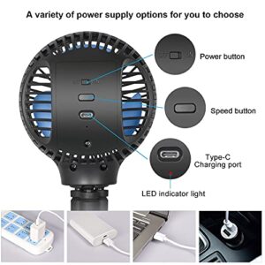 WiHoo Mini Handheld Stroller Fan,Personal Portable Fan Car Seat Baby Fan with Flexible Tripod Fix on Stroller,USB or Battery Operated Desk Fan Adjustable 3 Speeds for Travel Treadmill Golf Cart