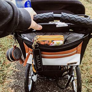 Itzy Ritzy Adjustable Stroller Caddy / Organizer Featuring Two Built-in Front Zippered Pocket and Adjustable Straps to Fit Nearly Any Stroller, Coffee and Cream