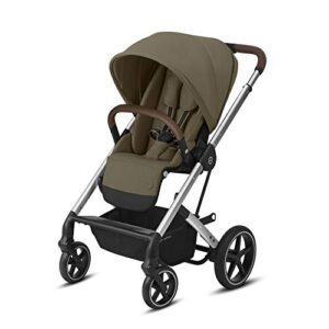 cybex balios s lux stroller frontfacing or parentfacing seat positions onehand fold multiposition recline adjustable leatherette handlebar infant stroller for 6 months+, classic beige