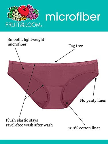 Fruit of the Loom womens Microfiber Panties (Regular & Plus Size) Underwear, Hi Cut - 12 Pack Assorted, 8 US