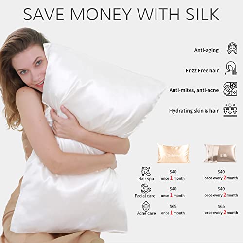 PROMEED 100% Silk Pillowcase for Hair and Skin, Both Sides Grade 6A+ 23 Momme Mulberry Silk Pillow Case with Hidden Zipper, 1400 TC, Soft & Smooth (Standard 20"x26", Champagne)