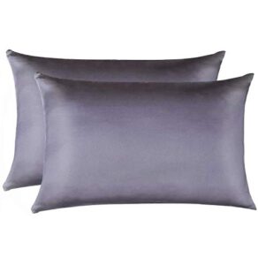 jocoku 100% mulberry silk pillowcases set of 2 for hair and skin and super soft and breathable queen size nature silk pillowcases (queen, gray)