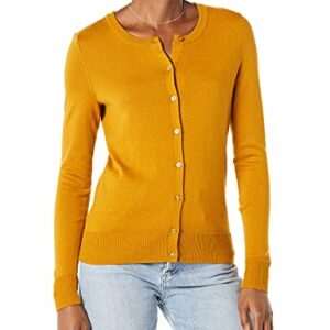 Amazon Essentials Women's Lightweight Crewneck Cardigan Sweater (Available in Plus Size), Tobacco Brown, XX-Large