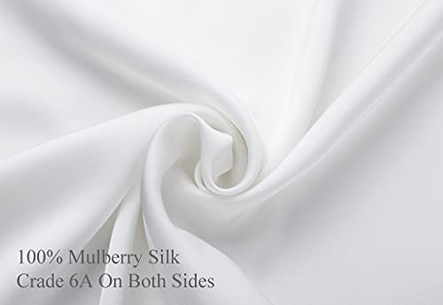 YOWMINGSILK 100% Natural Mulberry Silk Pillowcase Set of 2 for Hair and Skin with Hidden Zipper,19 Momme,600 Thread, Soft Breathable Smooth Both Sided Silk Pillow Cover(White,Standard20x27)