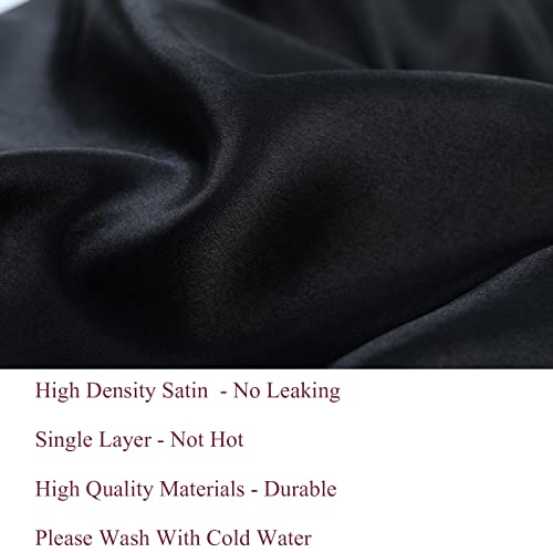 Satin Bonnet Silk Bonnet Hair Bonnet Jumbo Size for Sleeping Satin Bonnet Stretchy Tie Band for Women Long Curly Braid Hair (Black)