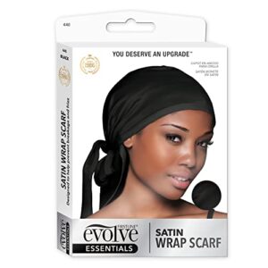 evolve satin wrap scarf, black