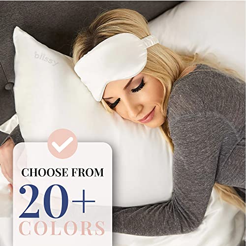 Blissy Silk Pillowcase - 100% Pure Mulberry Silk - 22 Momme 6A High-Grade Fibers - Satin Pillowcase for Hair & Skin - Regular, Queen & King Size Silk Pillow Case with Hidden Zipper - Moisture Wicking