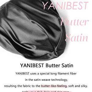 YANIBEST Silk Satin Bonnet Hair Wrap for Sleeping - Adjustable Stay on Silk Lined Slouchy Beanie Hat for Curly Hair and Braids