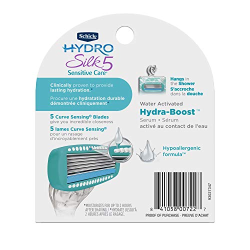 Schick Hydro Silk Moisturizing Razor Blade Refills for Women with Shower Hanger, 4 Count