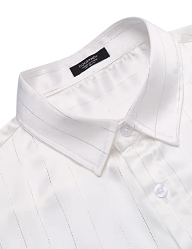 COOFANDY Silk Short Sleeve Shirts for Men Luxury Button Down Shirts for Men Silk Like Glossy Shirt Regular Fit Stylish Polyester Top White