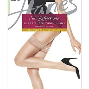 Hanes Silk Reflections Women's Lasting Sheer Thigh High, Barely Black, C/D