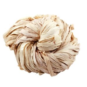 darn good yarn recycled sari silk ribbon yarn vintage ivory off-white dyeable 100 grams, 50 yards, 1 skein handmade one of a kind