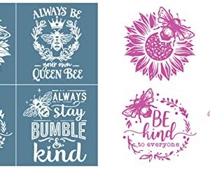 Alinacutle Silkscreen Stencil,Reusable Self-Adhesive Silk Screen Printing, BEE Kind Sentiments for Home Decor/Printing on Wood / Fabric / Wall/Cup/Plate/Glass/Paper,8 x 8“ (Bee Pattern)